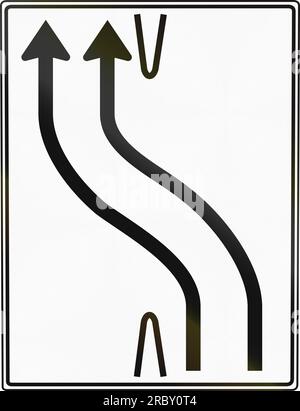 German traffic sign: Transfer to other lanes or carriageway in 200 ...