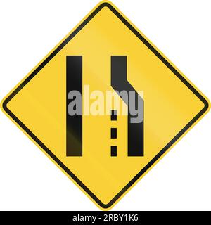 US road warning sign: Lane ends - merge right Stock Photo - Alamy