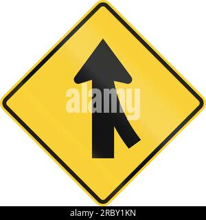 US road warning sign: Merging Stock Photo - Alamy