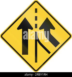 US road warning sign: Merging Stock Photo - Alamy