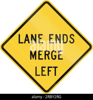Lane ends warning sign Stock Photo - Alamy