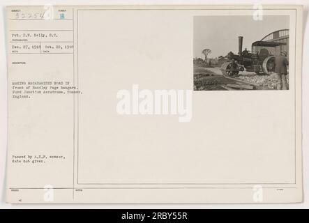 Making a Macadamized road in front of Handley Page Hangars, Ford ...