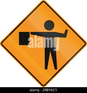 Flagger warning sign Stock Photo - Alamy