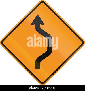 US road warning sign: Reverse curve Stock Photo - Alamy