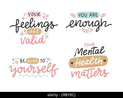 Mental health cards with quotes. Inspirational positive quote, vector ...