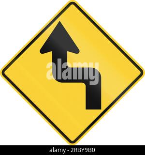 US road warning sign: Reverse curve Stock Photo - Alamy