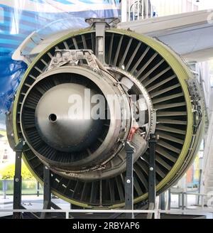 General Electric GE90 high-bypass turbofan aircraft engine on display ...