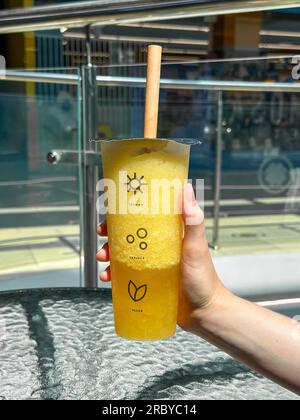 Fruit tapioca drink, Asian vegan beverage Stock Photo - Alamy