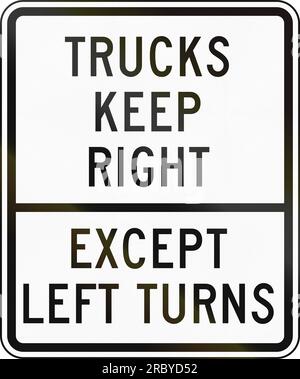 United States traffic sign: Trucks Use Right Lane Stock Photo - Alamy