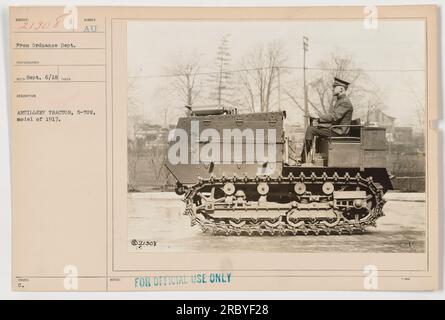 A 1917 model 5 ton artillery tractor with a camouflage cloak ca. 1918 ...