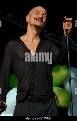 Tim Booth and his band James playing an orchestral and choral set live ...