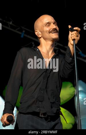 Tim Booth and his band James playing an orchestral and choral set live ...
