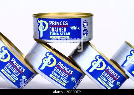Tins of Princes Drained Tuna Fish Stock Photo - Alamy