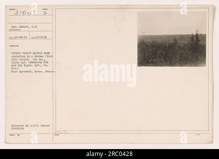 "Image shows the explosion of Stokes mortar projectiles used to cut ...