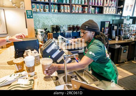 Atlanta Georgia,Starbucks Coffee,inside interior,line queue queueing ...