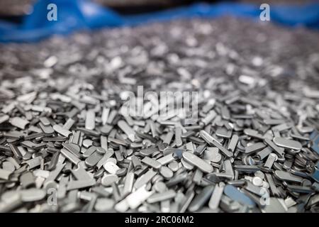 metal perforation waste, clippings round and oval shape - technological ...