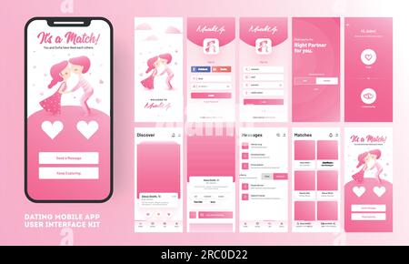 Dating App UI Kit for Responsive Mobile Application or Website with Multiple GUI Including Login ...