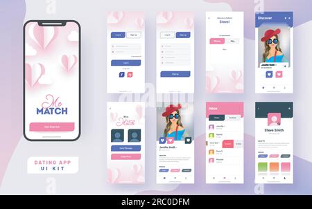 Dating App UI Kit for Responsive Mobile Application or Website with Multiple GUI Including Login ...