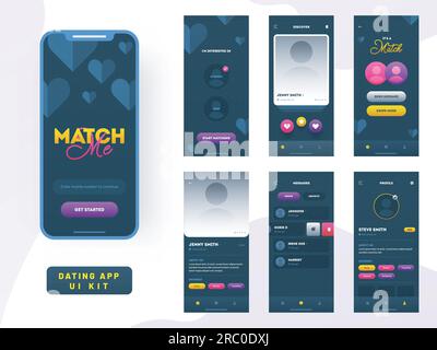 Dating App UI Kit for Responsive Mobile Application or Website with Multiple GUI Including Login ...
