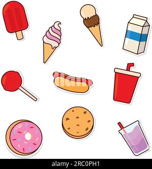 Set of colored food emoji icons Vector Stock Vector Image & Art - Alamy