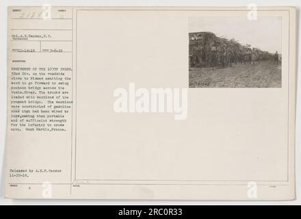 A pontoon bridge was constructed by the 32nd Engineers to facilitate ...