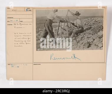 Marines in the trenches during World War I. A photograph taken on ...