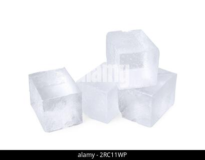 Many clear ice cubes isolated on white Stock Photo - Alamy
