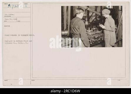 Soldiers working in an ordnance manufacturing facility during World War ...