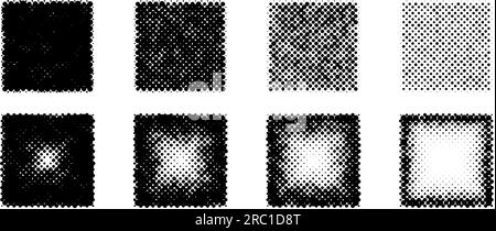 Pixelated radial gradient texture. Black and white bitmap dither ...