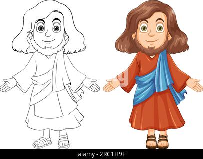 Jesus Christ Outline for Colouring illustration Stock Vector Image ...