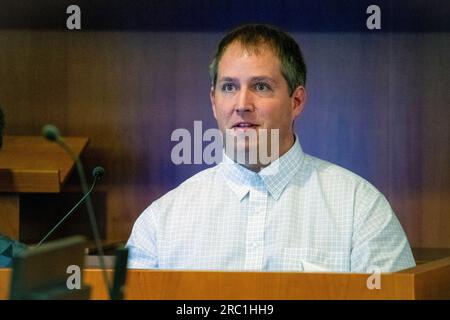 American Matthew Urey is seen in the witness box at the Whakaari White ...