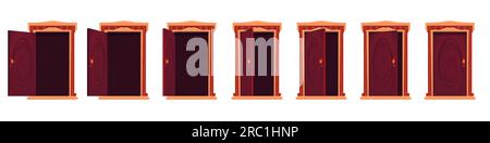 Door animation. Opened and closed wooden doors, sprite animation house ...