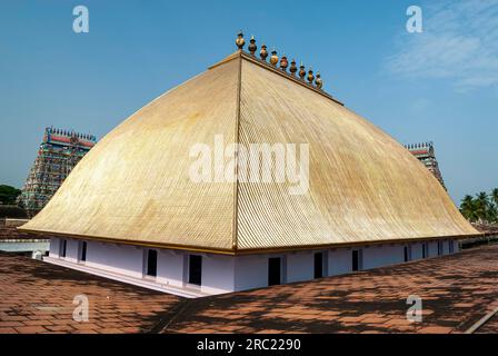 Golden tiled roof of Thillai Nataraja Temple, one of the five Pancha ...