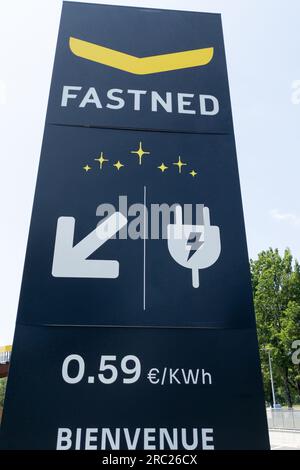 Fastned logo at electric vehicle charging station Stock Photo - Alamy