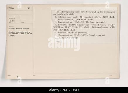 Chemical compounds used by the Germans in gas clouds or shells during ...