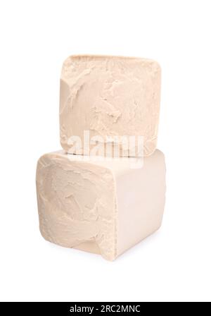 Blocks of compressed yeast isolated on white Stock Photo - Alamy