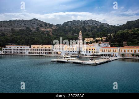 Symi, Greece - May 30, 2023: Monastery of Archangel Michael on the sea ...