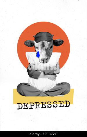 illustration, the sad cow on a white background Stock Photo - Alamy