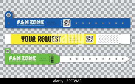 Event bracelets. Party festival entrance paper wristbands. Concert ...