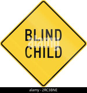 US road warning sign: Blind child area Stock Photo - Alamy