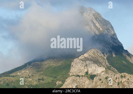 Mount Gilbo in the mist, next to Riaño Stock Photo - Alamy
