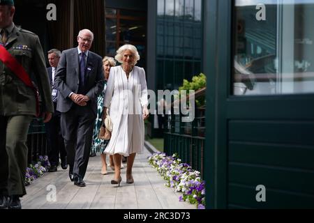Queen Camilla with AELTC chairman, Ian Hewitt as she arrives for her ...
