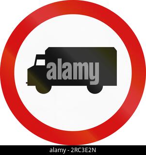 Polish sign prohibiting thoroughfare of vehicles with a height over 3.5 ...