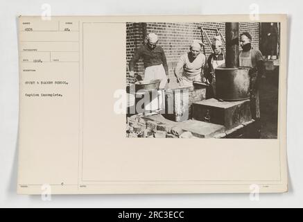 Soldiers attending a cooks and bakers school during World War I. The ...