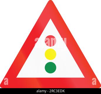 Austrian traffic warning sign: Intersection with traffic circle Stock ...