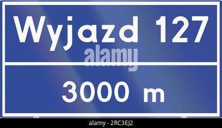Polish road sign: Distance to motorway junction Stock Photo - Alamy
