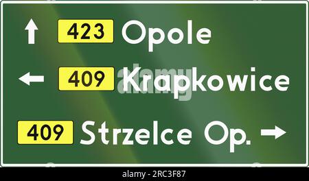 Polish road sign: Town name Stock Photo - Alamy