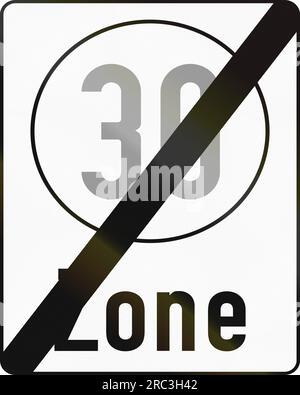 German traffic sign indicating the end of a zone with reduced traffic ...