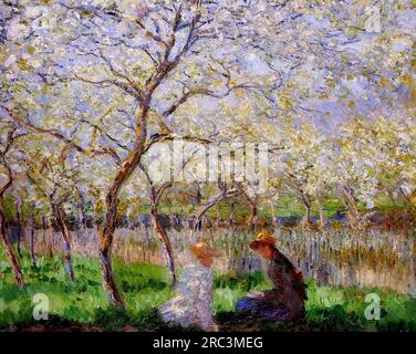 Claude Monet painting; Springtime, 1886 oil on canvas, Giverny, France ...