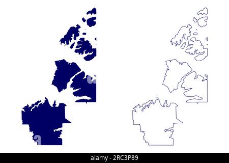 Inuvik Region (Canada, Northwest Territories, North America) map vector ...